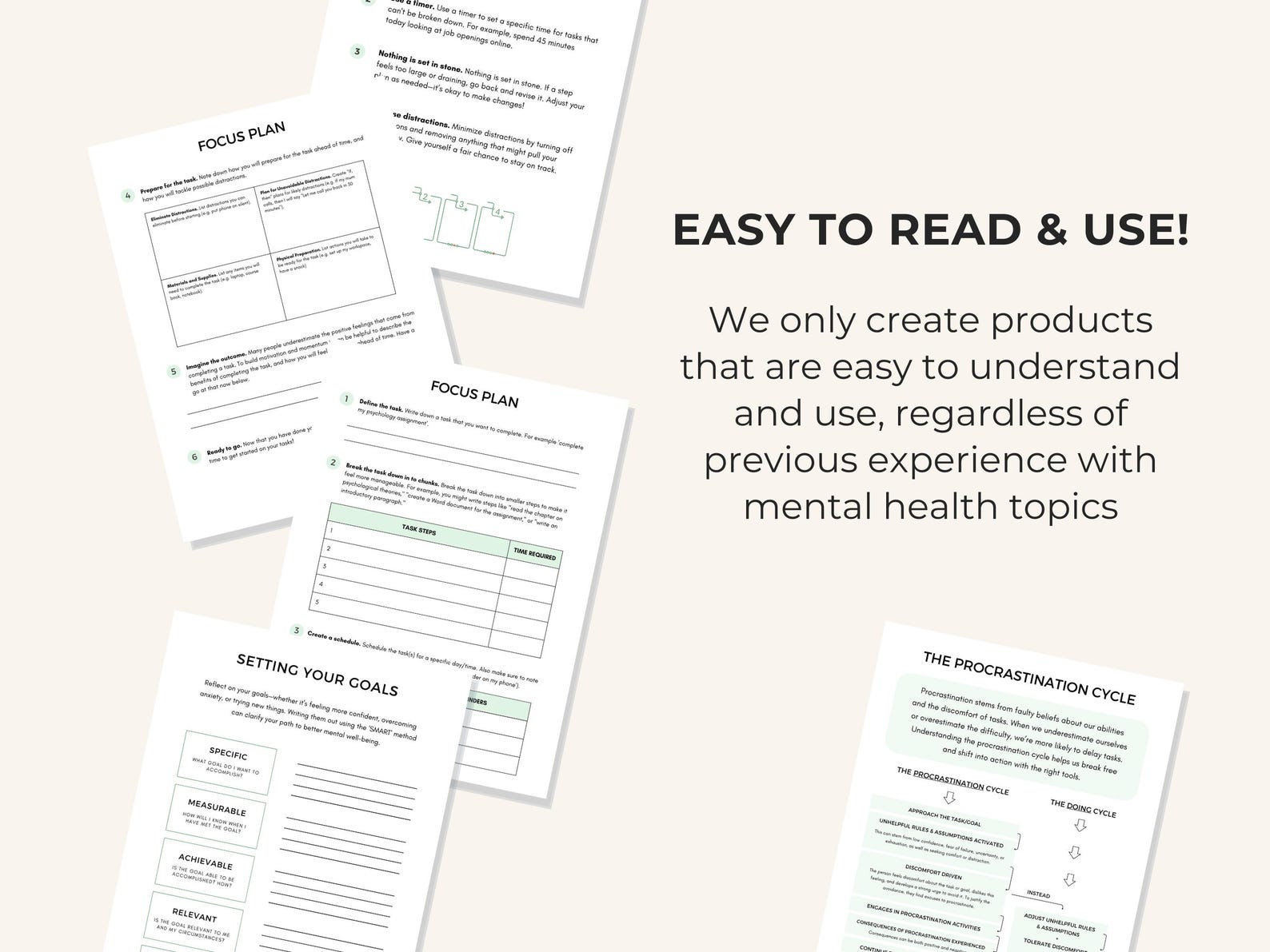 Stop Procrastination Worksheets for Adults and Teens Overcoming ...