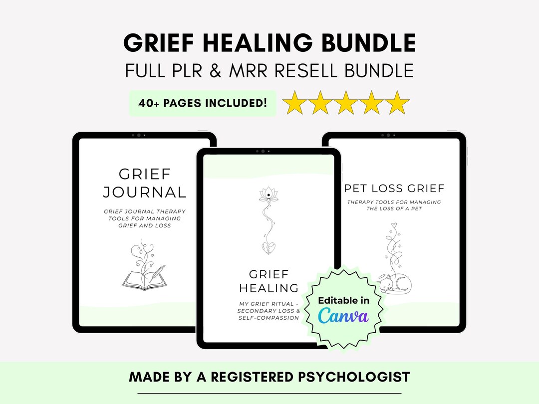 Grief and Loss Therapy Worksheets Digital Resell Bundle With PLR and ...