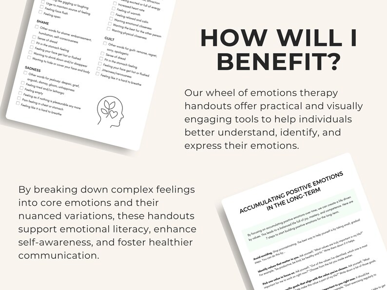 Wheel of Emotions Therapy Handout Bundle: Self-regulation (PDF Pattern ...