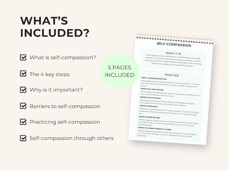 Self Compassion Cheat Sheet Information Bundle for Cultivating Self ...