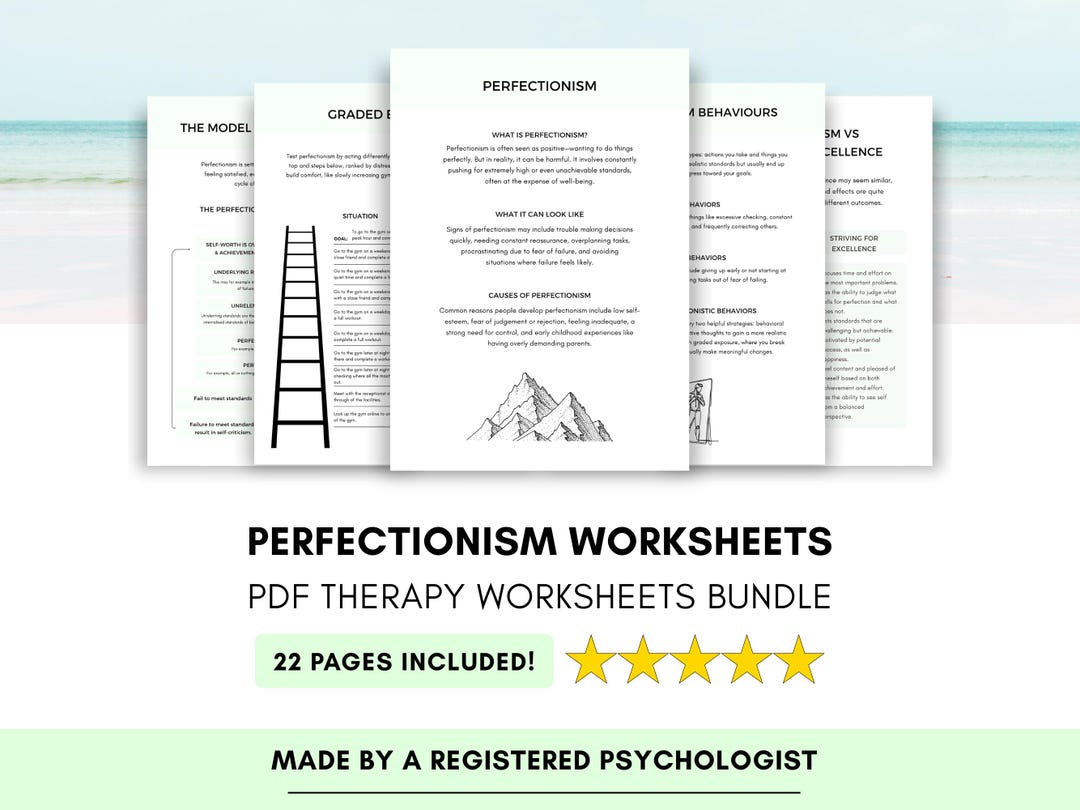 Perfectionism Worksheets Therapy Bundle for Teens & Adults With Anxiety ...