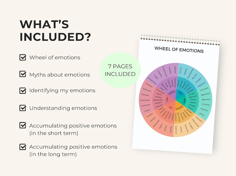 Wheel of Emotions Therapy Handout Bundle: Self-regulation (PDF Pattern ...