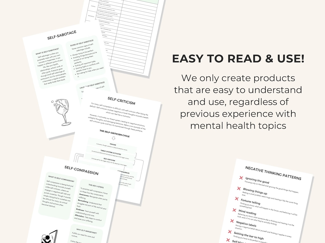 Positive Self Talk Worksheets for Building Self Belief and Self ...