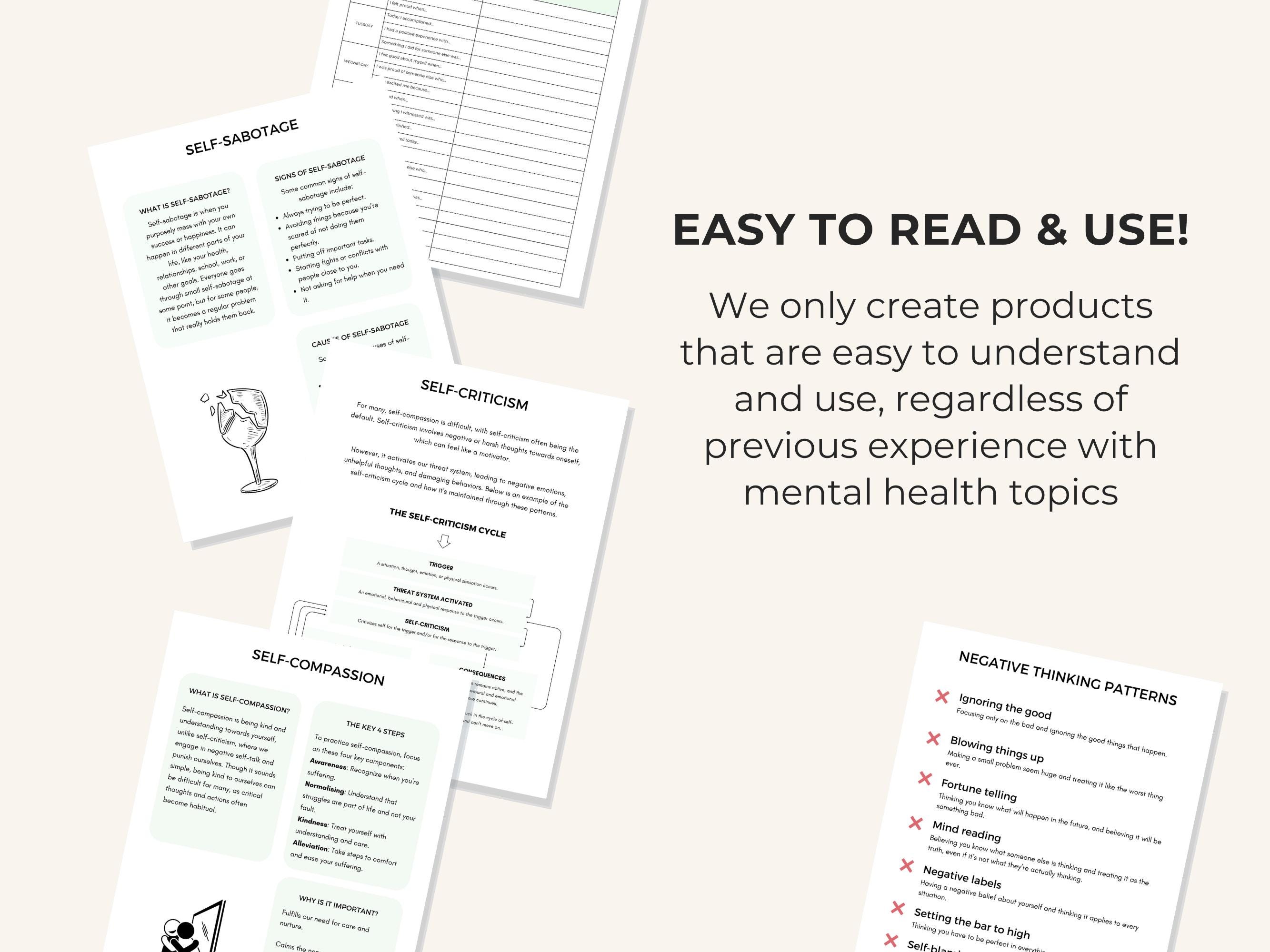 Positive Self Talk Worksheets for Building Self Belief and Self ...