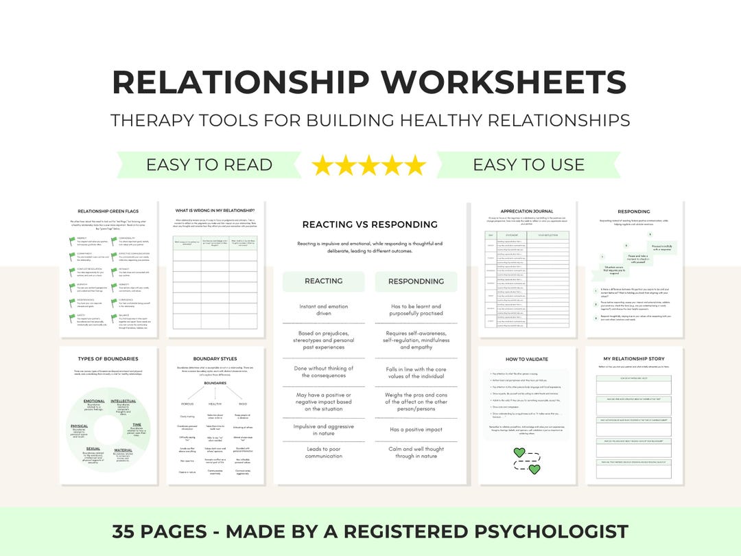 Relationship Worksheets Therapy Bundle, Building Healthy Relationships, Boundary Setting ...