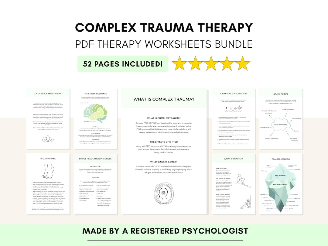 Complex Trauma Therapy Worksheets for Managing CPTSD With Coping Skills ...