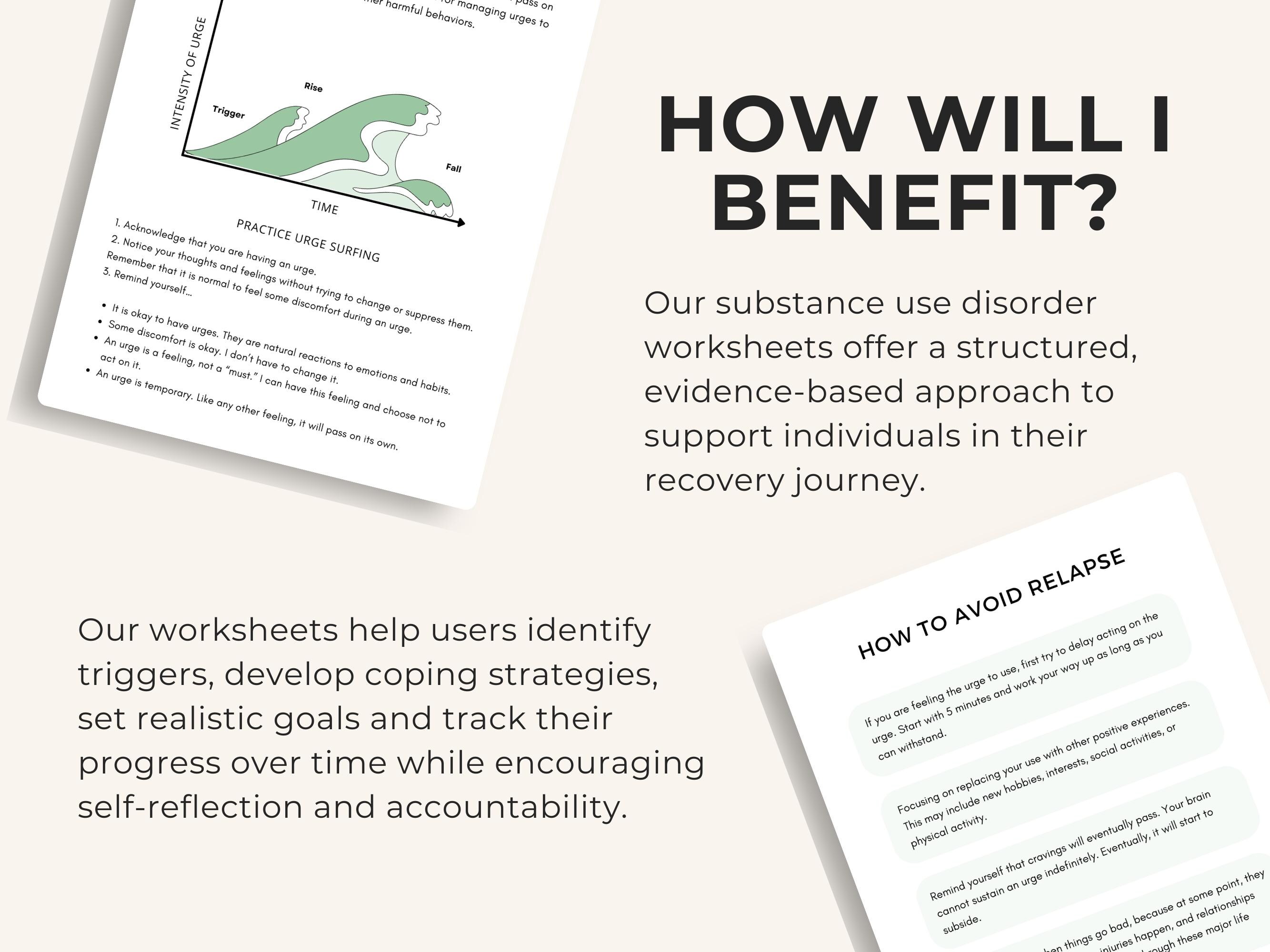 Substance Use Disorder Worksheets and Activities for Managing SUD and ...