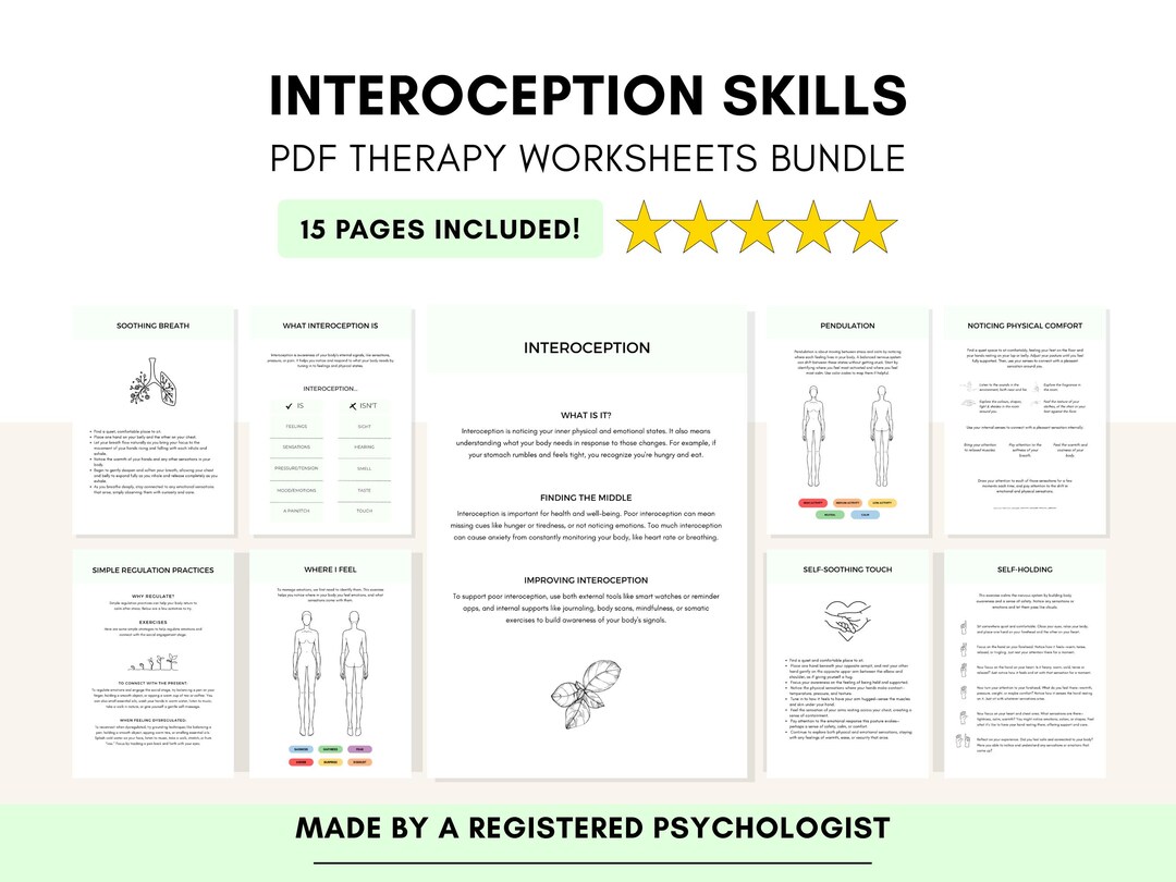 Interoception Skills Worksheets With Grounding & Body Scan (PDF Digital ...