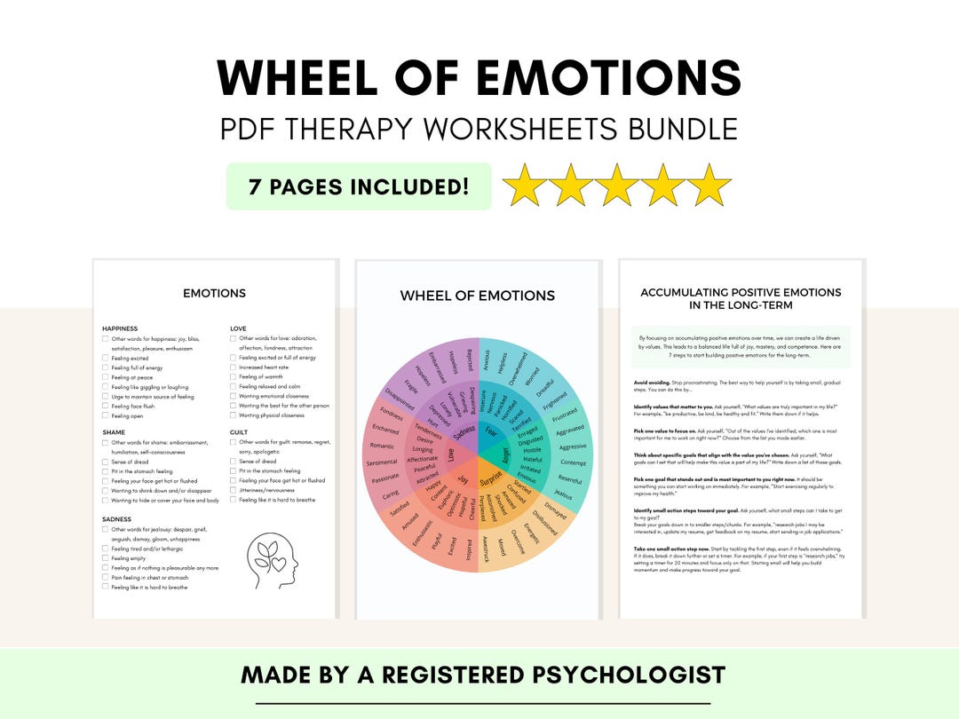 Wheel of Emotions Therapy Handout Bundle: Self-regulation (PDF Pattern ...
