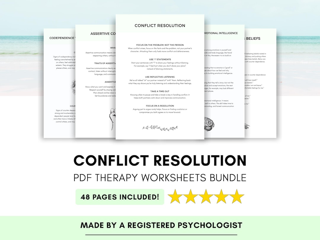 Conflict Resolution Therapy Worksheets for Building Healthy ...