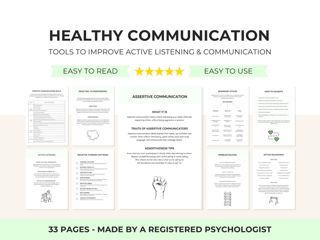 Healthy Communication Therapy Handouts to Build Assertive Communication ...