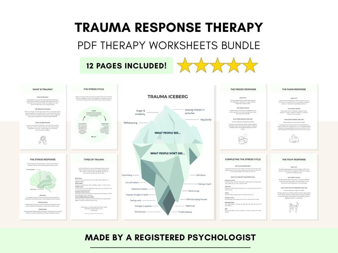 Trauma Response Therapy Worksheets With Fight, Flight, Freeze and ...