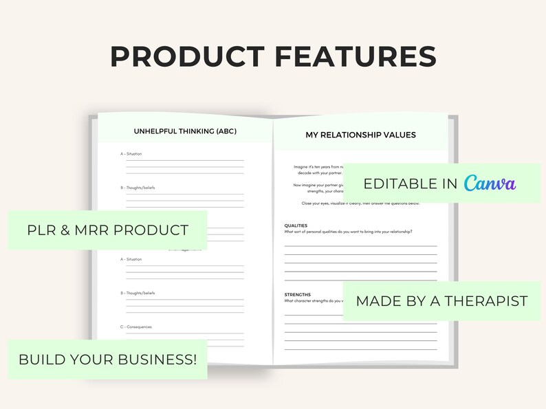 CBT Couples Therapy Worksheets, Canva Editable With Private Label and Master Resell Rights - Etsy