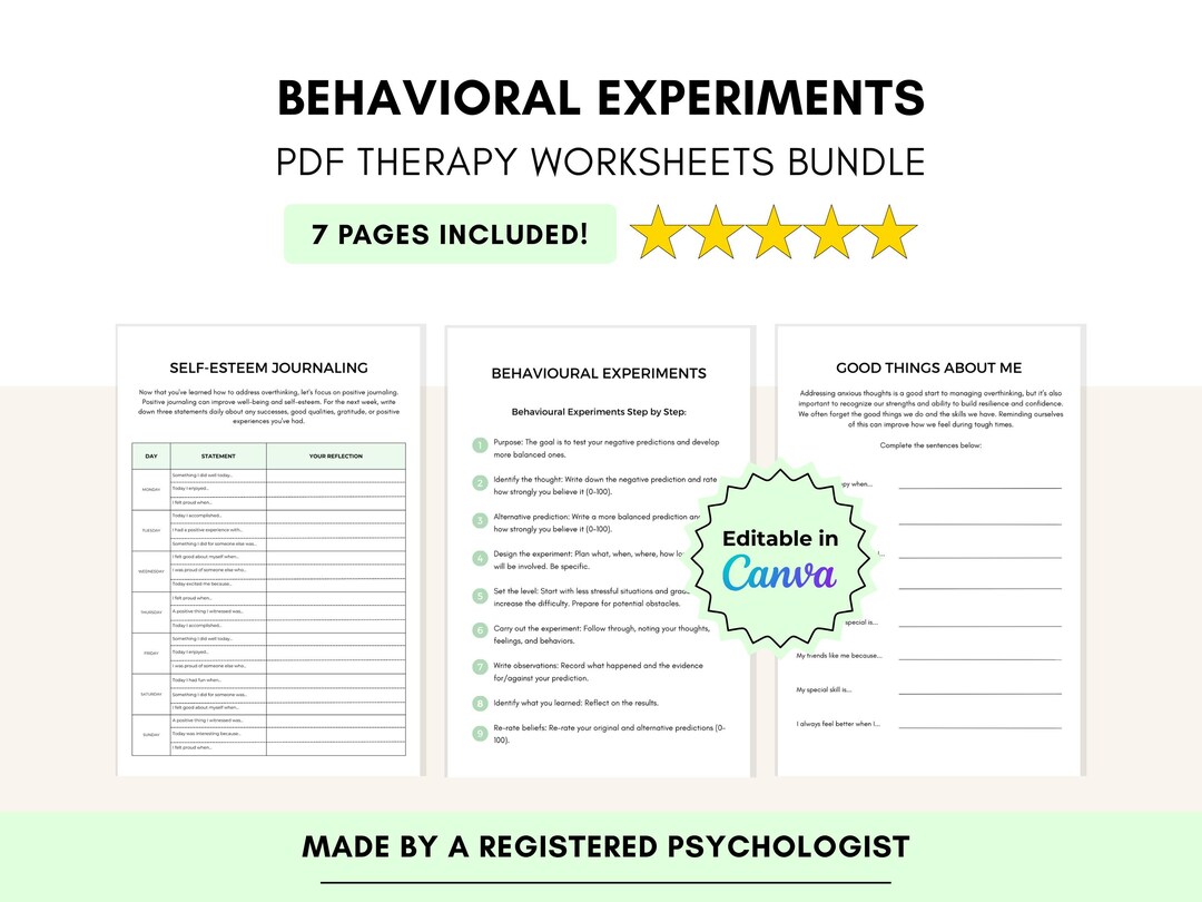 Behavioural Experiments for Building Self-efficacy, Canva Editable With ...