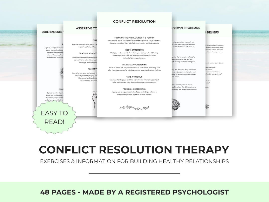 Conflict Resolution Therapy Worksheets for Improved Communication ...