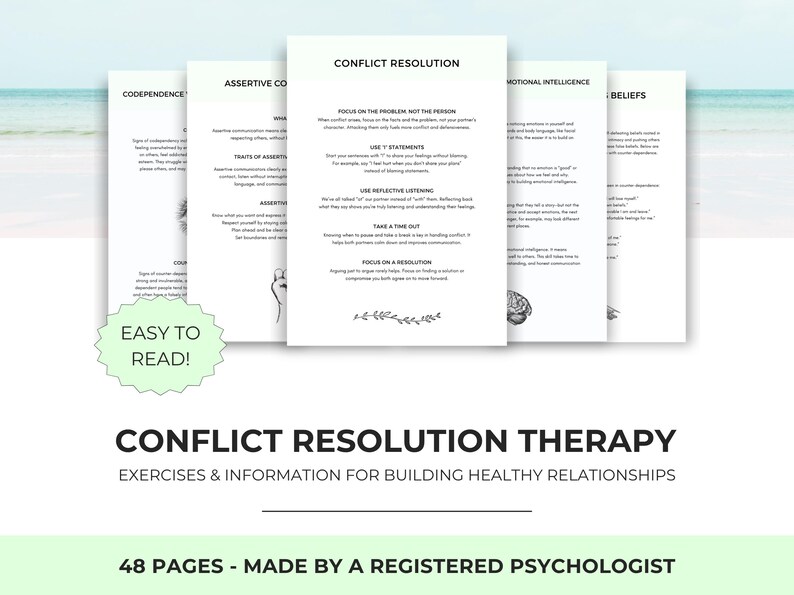 Conflict Resolution Therapy Worksheets for Improved Communication ...