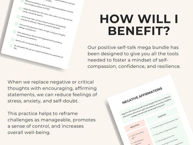 Positive Self Talk Worksheets for Building Self Belief and Self ...