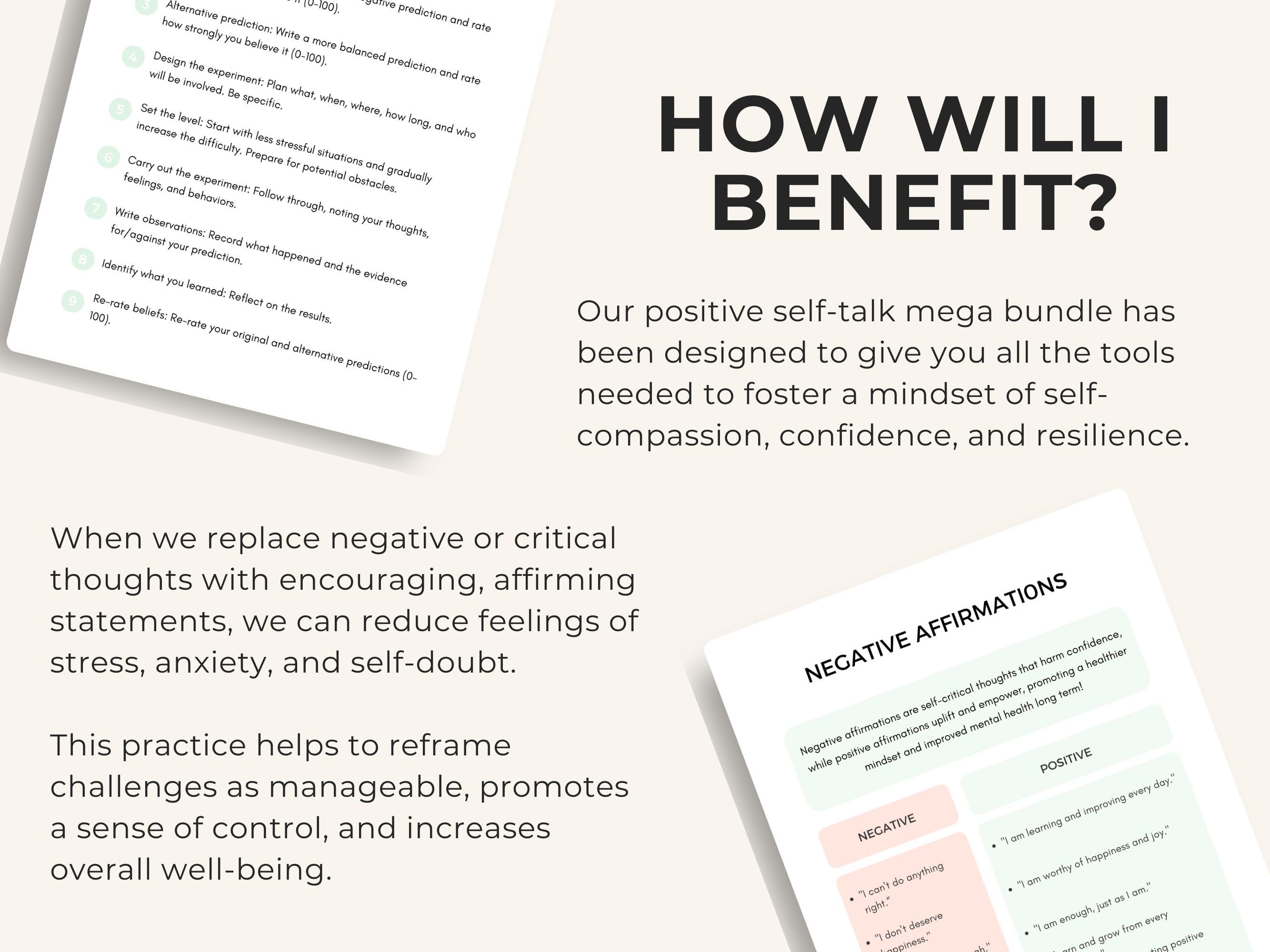 Positive Self Talk Worksheets for Building Self Belief and Self ...