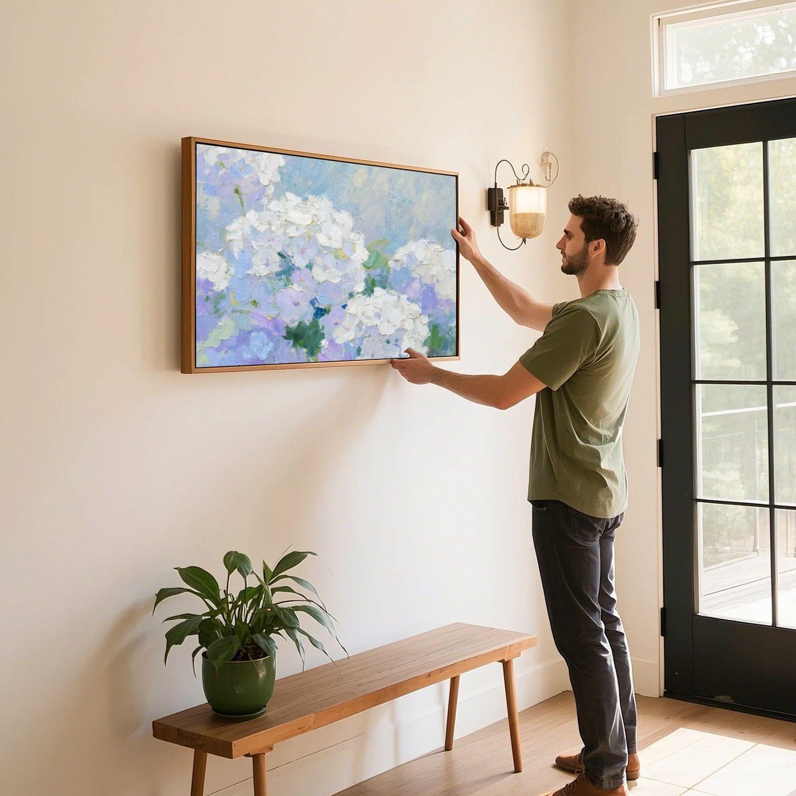 Blue Hydrangea Art, Flowers Wall Decor, Summer Garden Screensaver ...