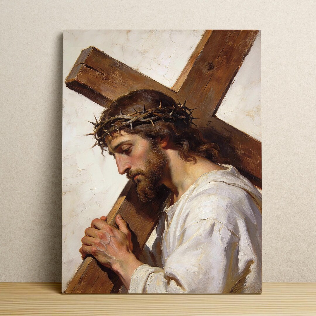 Jesus Carrying the Cross Digital Art, Passion of Christ Christian Wall ...
