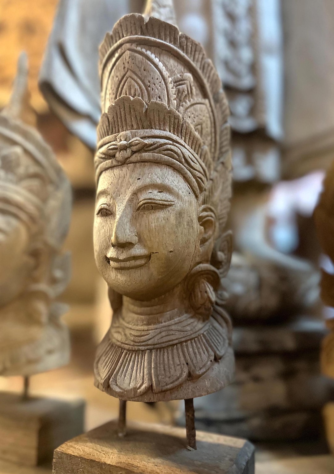 Hand Carved Thai Noble Mask: Teak Wood Asian Art Sculpture - Etsy