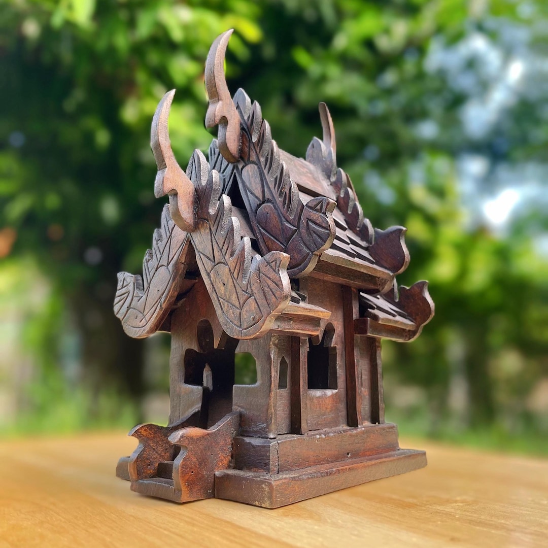 Handcrafted Teak Wood Spirit House: San Phra Phum Traditional Thai Folk ...