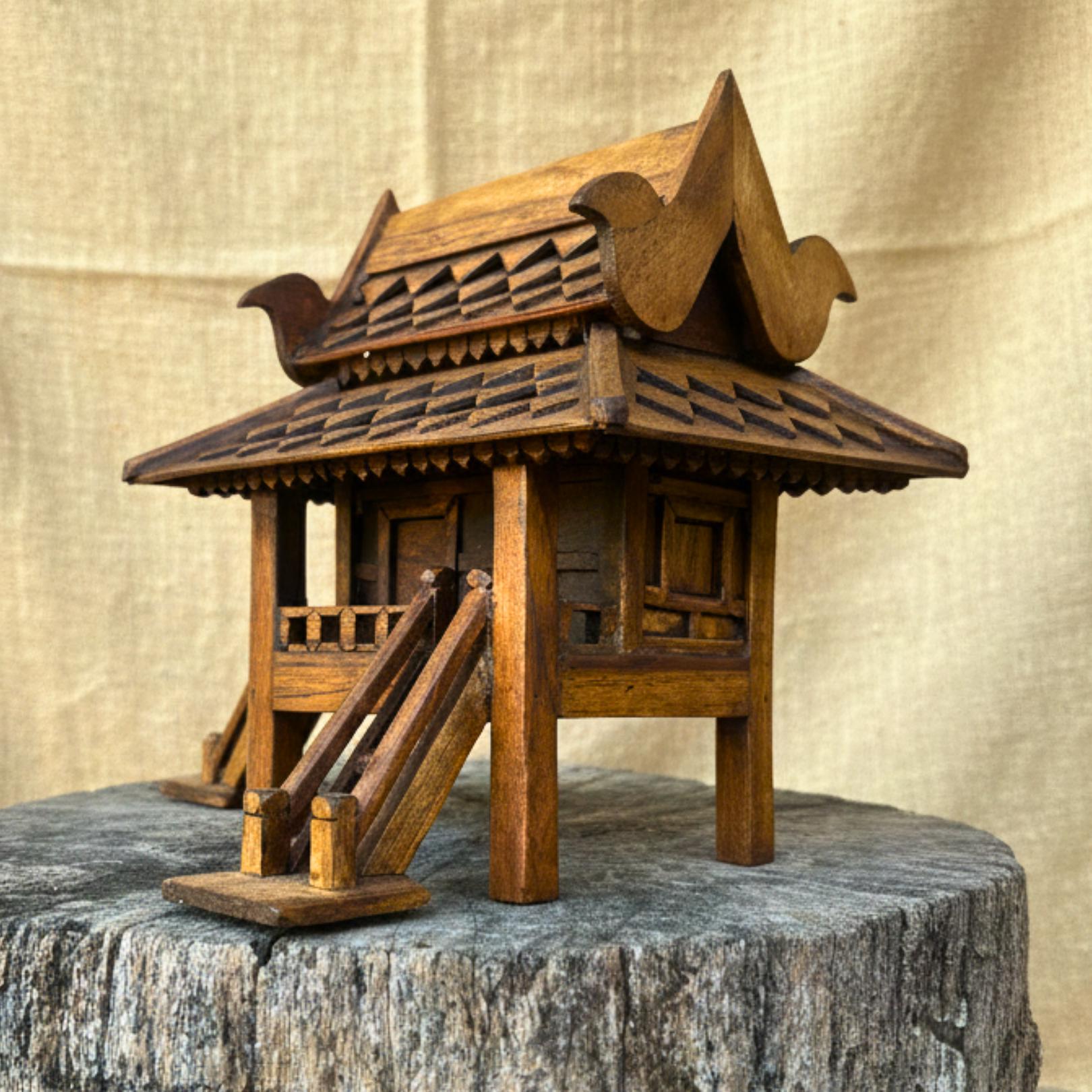 Hand Carved Teak Wood Spirit House: Traditional Thai Architectural ...