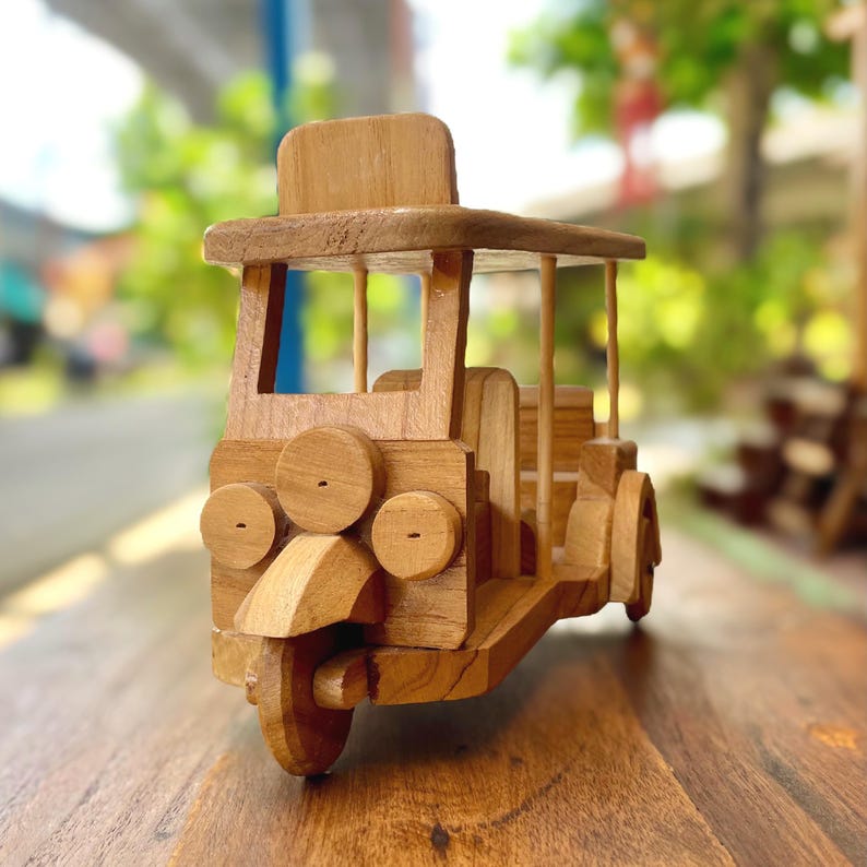 Large Wooden Tuk Tuk Sculpture Carved Wood Thai Folk Art Decor ...
