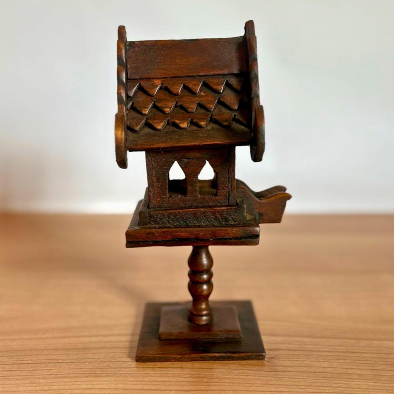 Hand Carved Acacia Wood Thai Spirit House Sculpture: Vintage Sacred ...