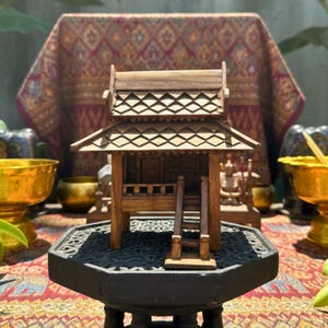 Hand Carved Teak Wood Spirit House: Traditional Thai Architectural ...