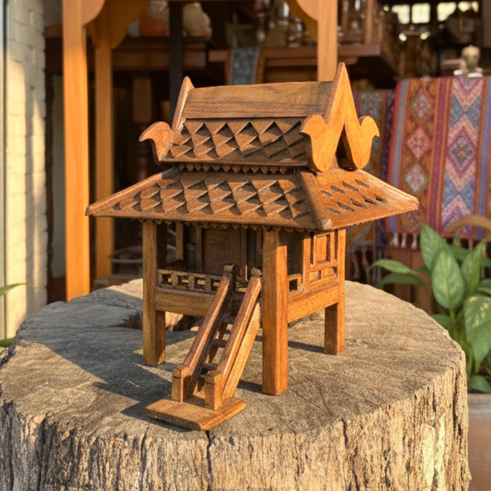 Hand Carved Teak Wood Spirit House: Traditional Thai Architectural ...