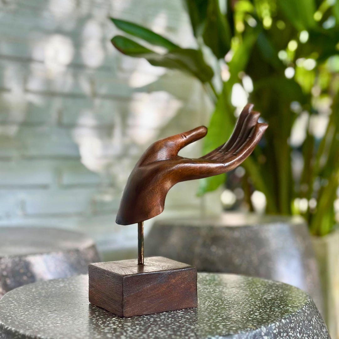 Hand Carved Acacia Wood Hand Mudra Sculpture: Thai Artisan Decor - Etsy