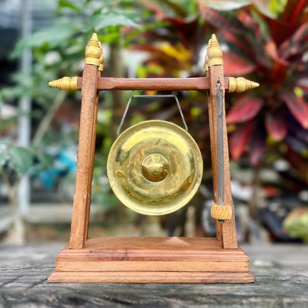 Handcrafted Thai Meditation Gong: Zen Decor Tabletop Musical Instrument ...