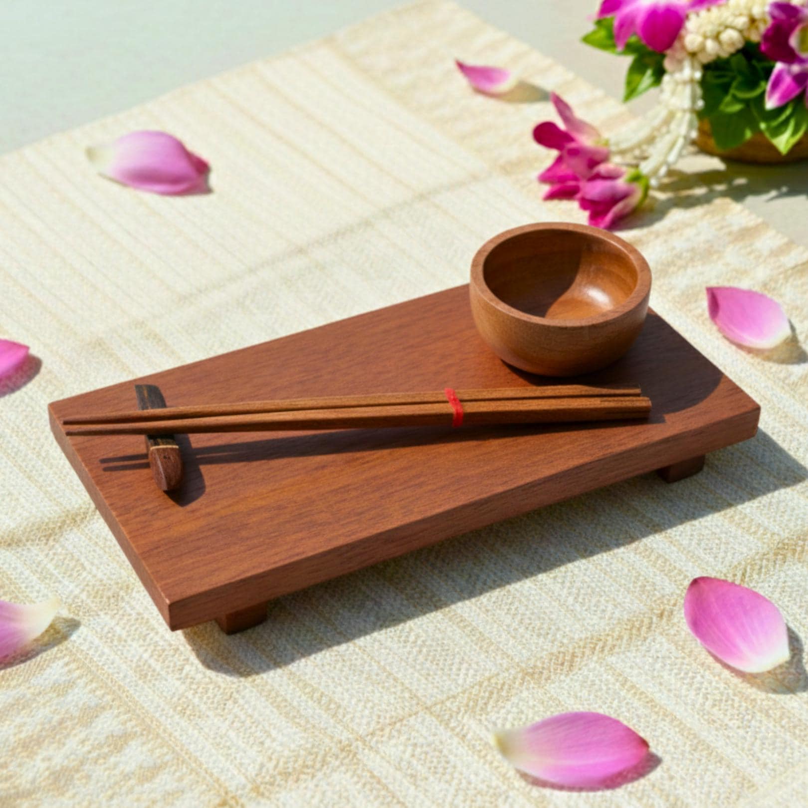 Hand Carved Wood Sushi Serving Platter: Warm Tone Asian Fusion ...