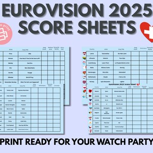 Eurovision Score Cards 2025 - Etsy