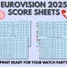 Eurovision 2025 Score Cards, Eurovision Watch Party, Score Sheet ...