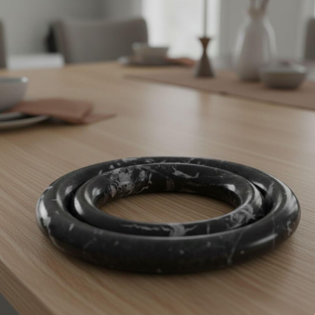 Marble Trivets for Dining Table Set of 2 Handmade Black Trivets for Hot ...