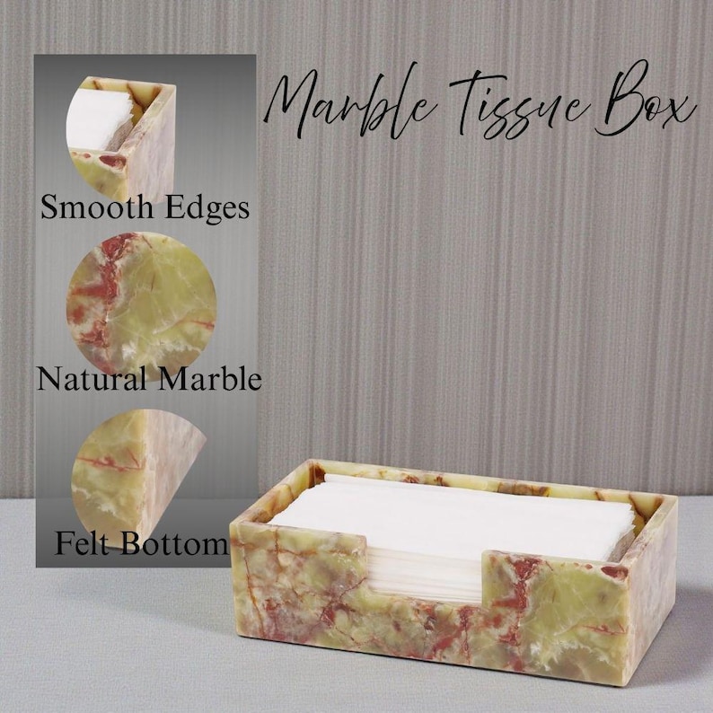 Marble Tissue Box Cover 10" Handmade Green Decorative Tissues Box ...