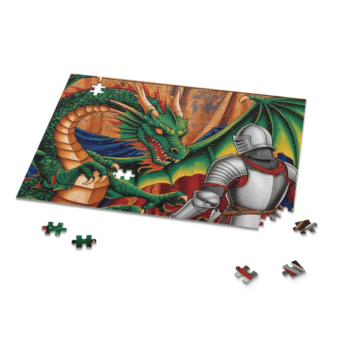 Puzzle Medieval Knight Dragon Gift, Jigsaw Puzzle, Brain Teaser, Family ...
