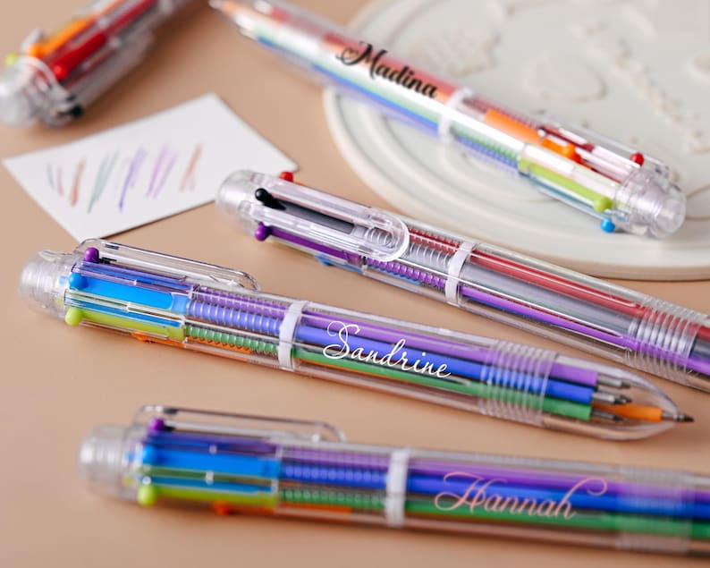 Personalized Colorful 6 in 1 Multi Color Ballpoint Pens,color Coded ...