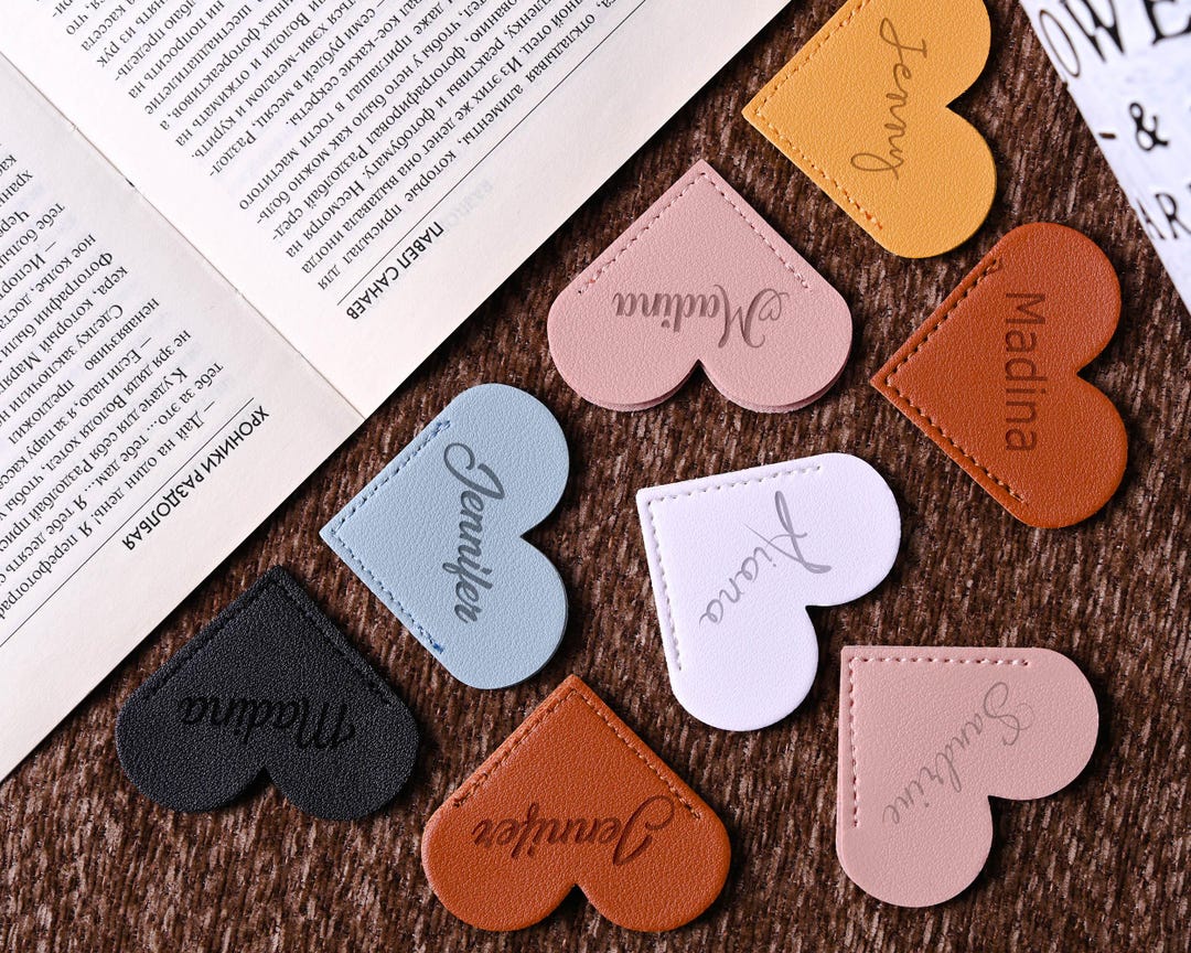 Personalized Leather Heart-shaped Corner Bookmark. Suitable Gifts for ...