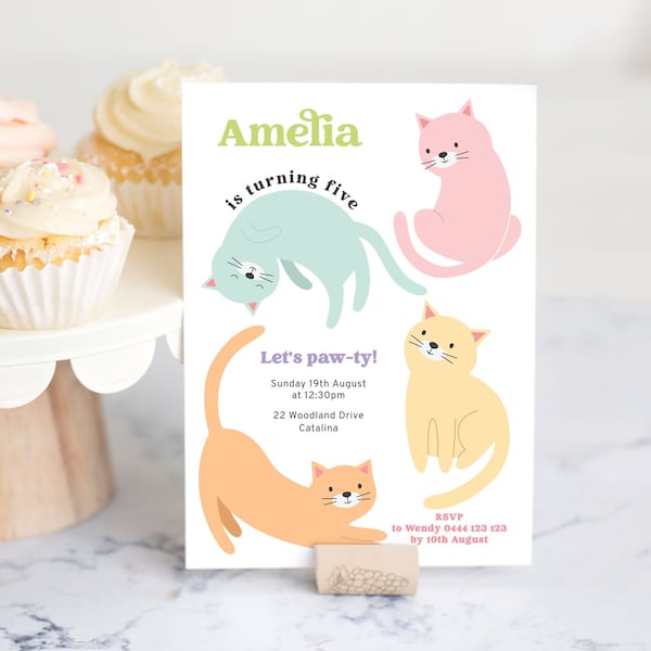Cat Invitation - Etsy