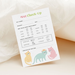 Vet Check up Sheet, Cat Vet Check-up Party Game, Cat Birthday Decor ...
