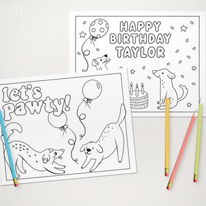 Puppy Dog Coloring Pages Editable, Dog Birthday Activities, Colouring ...