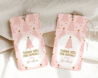 12 Printable Christmas Pink Gift Tags Digital Pink Christmas - Etsy