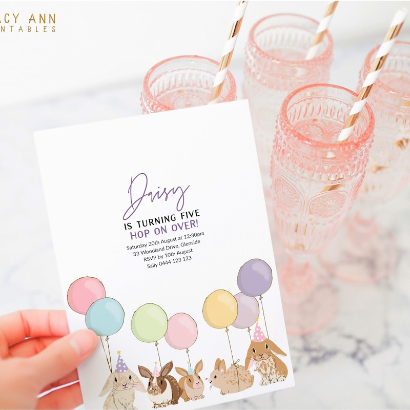 Bunny Party Invitation - Etsy
