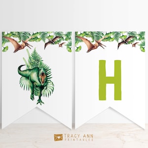 Dinosaur Happy Birthday Banner Template, Editable Birthday Bunting ...