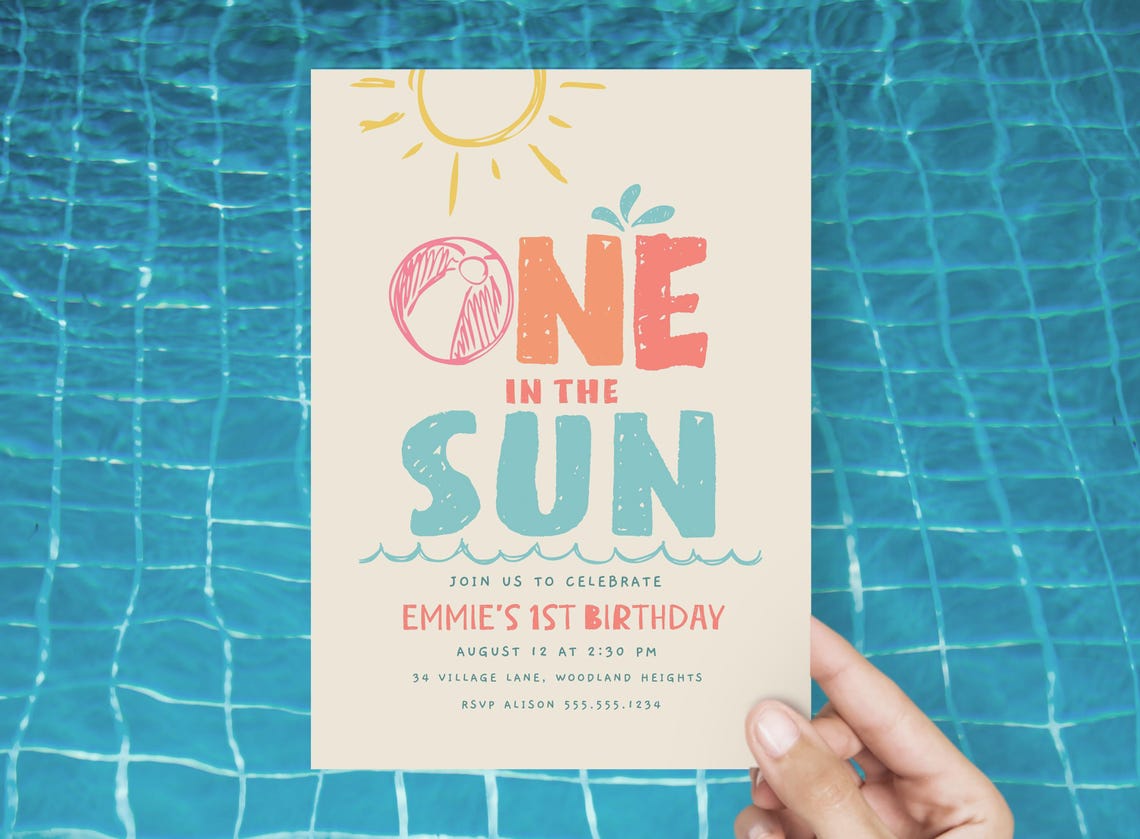 One in the Sun Welcome Sign, Girl 1st Birthday Welcome Poster Editable ...
