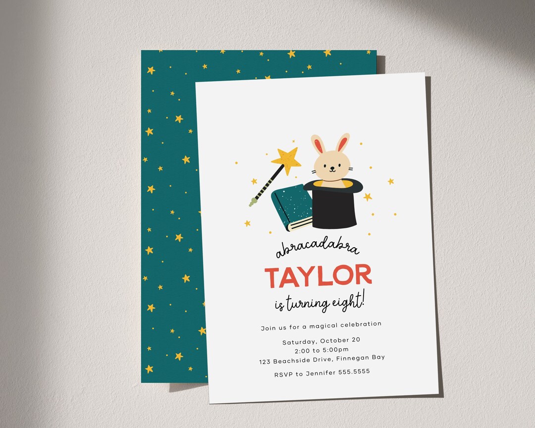Magic Party Invitation, Magic Birthday Invitation Template, Minimalist ...