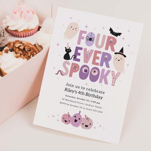 Four Ever Spooky Invitation, Editable Halloween 4th Birthday Invite ...